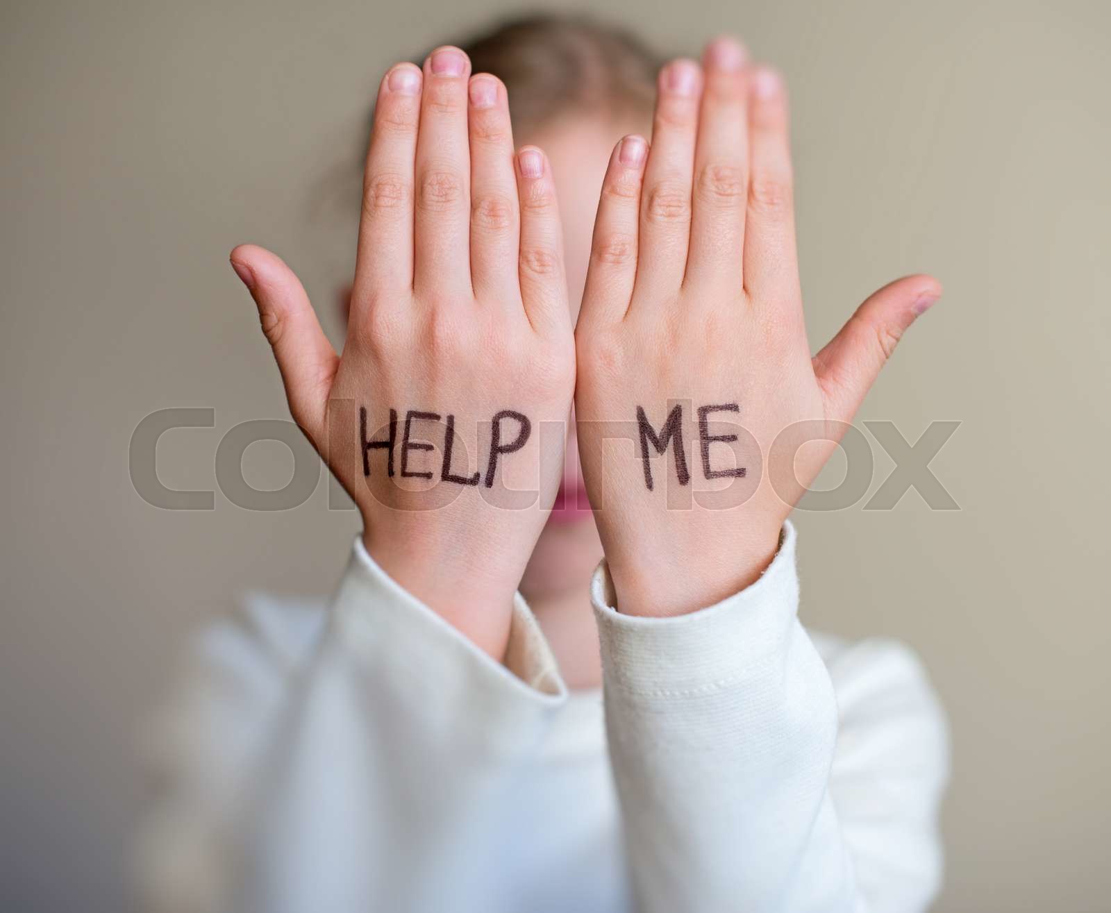 Child need help. Violence concept. | Stock image | Colourbox