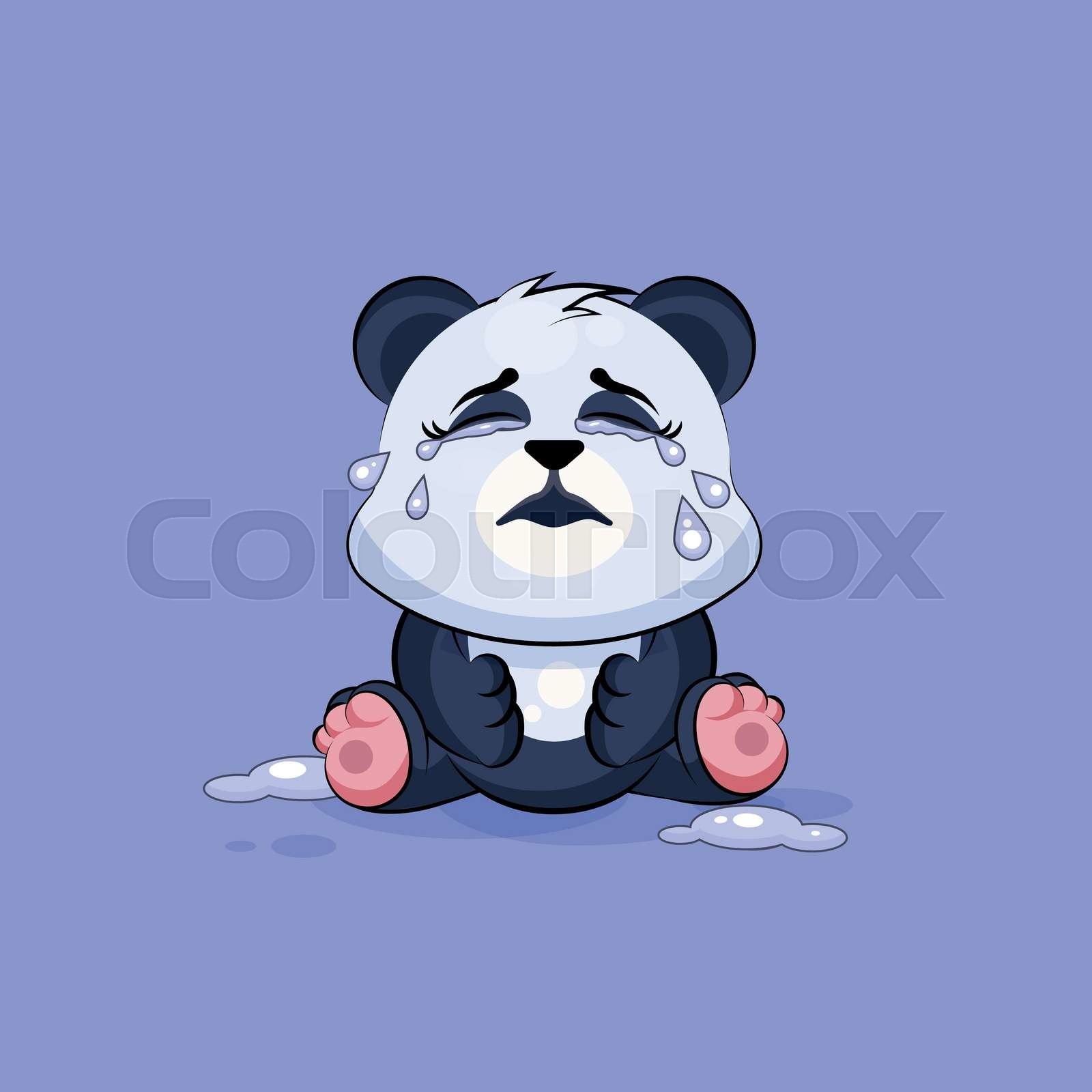Illustration isolated Emoji character cartoon Panda crying, lot of ...