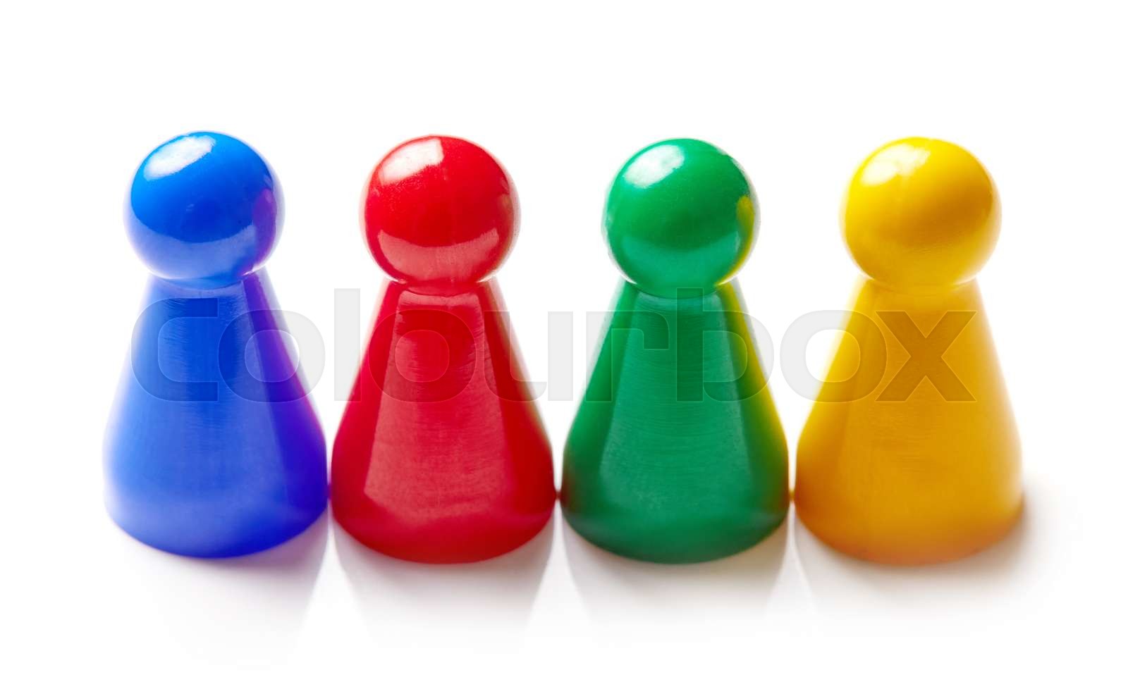Colored board game pieces isolated on white | Stock image | Colourbox