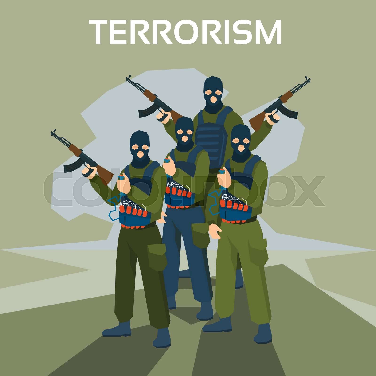 Armed Terrorist Group Terrorism Concept | Stock vector | Colourbox