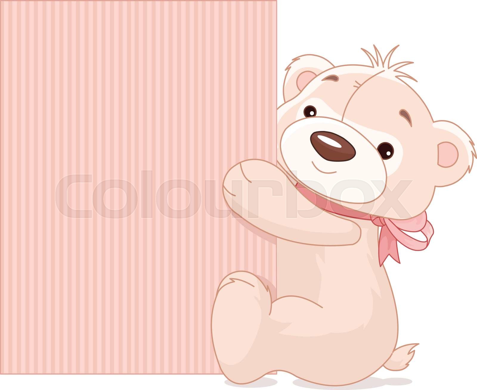 Teddy Bear Holds Sign | Stock vector | Colourbox