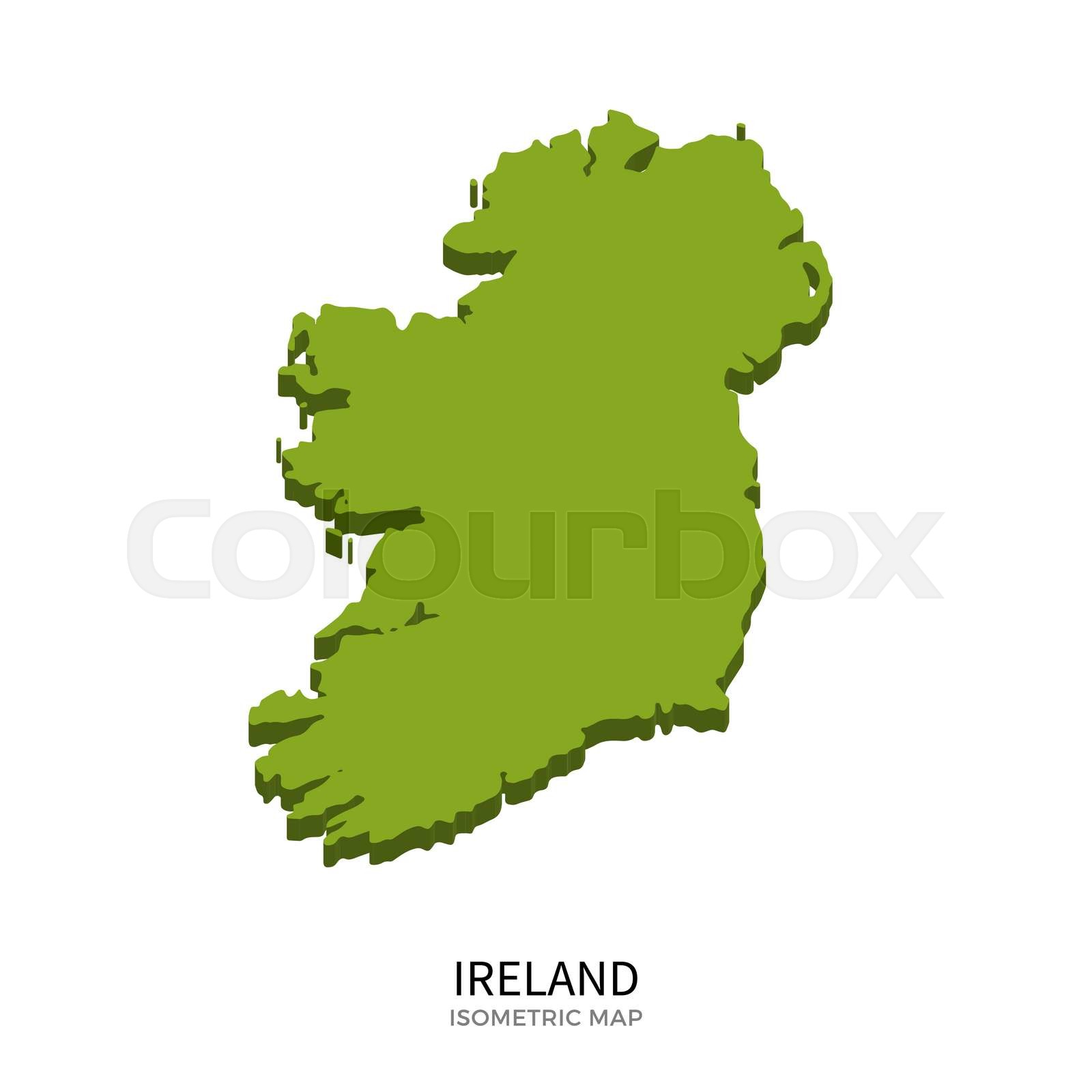 Isometric map of Ireland detailed vector illustration | Stock vector ...