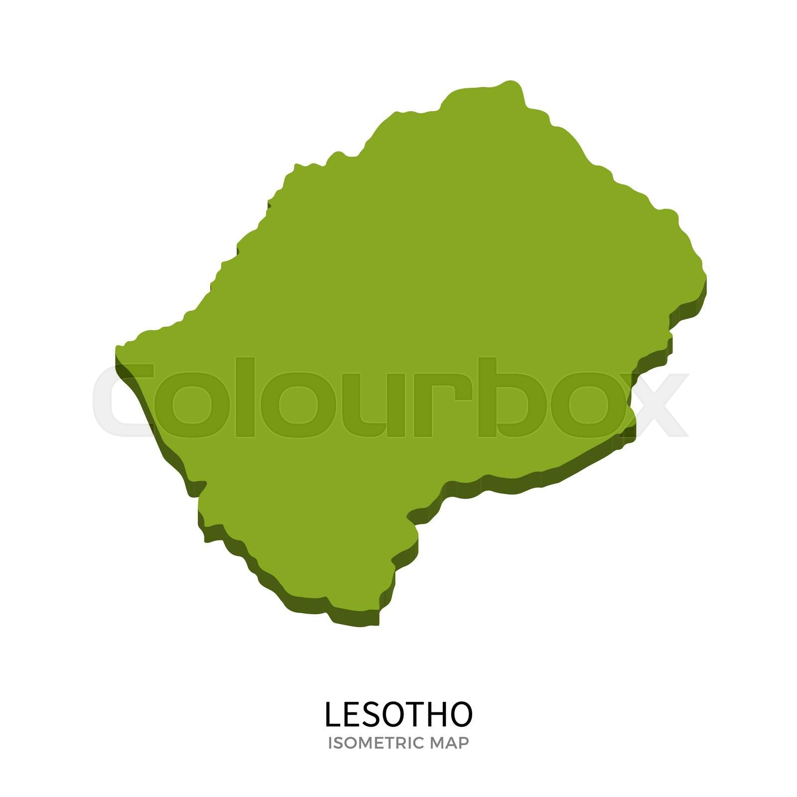 Isometric map of Lesotho detailed vector illustration | Stock vector ...