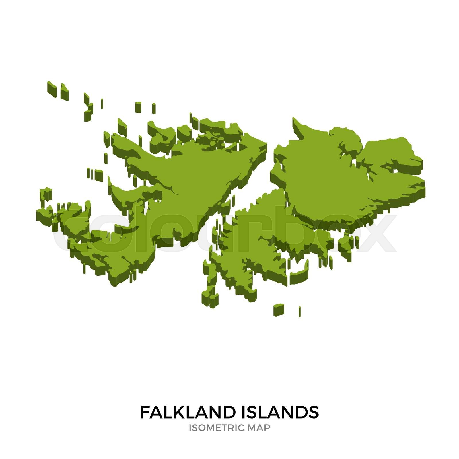 Isometric map of Falkland Islands detailed vector illustration | Stock ...
