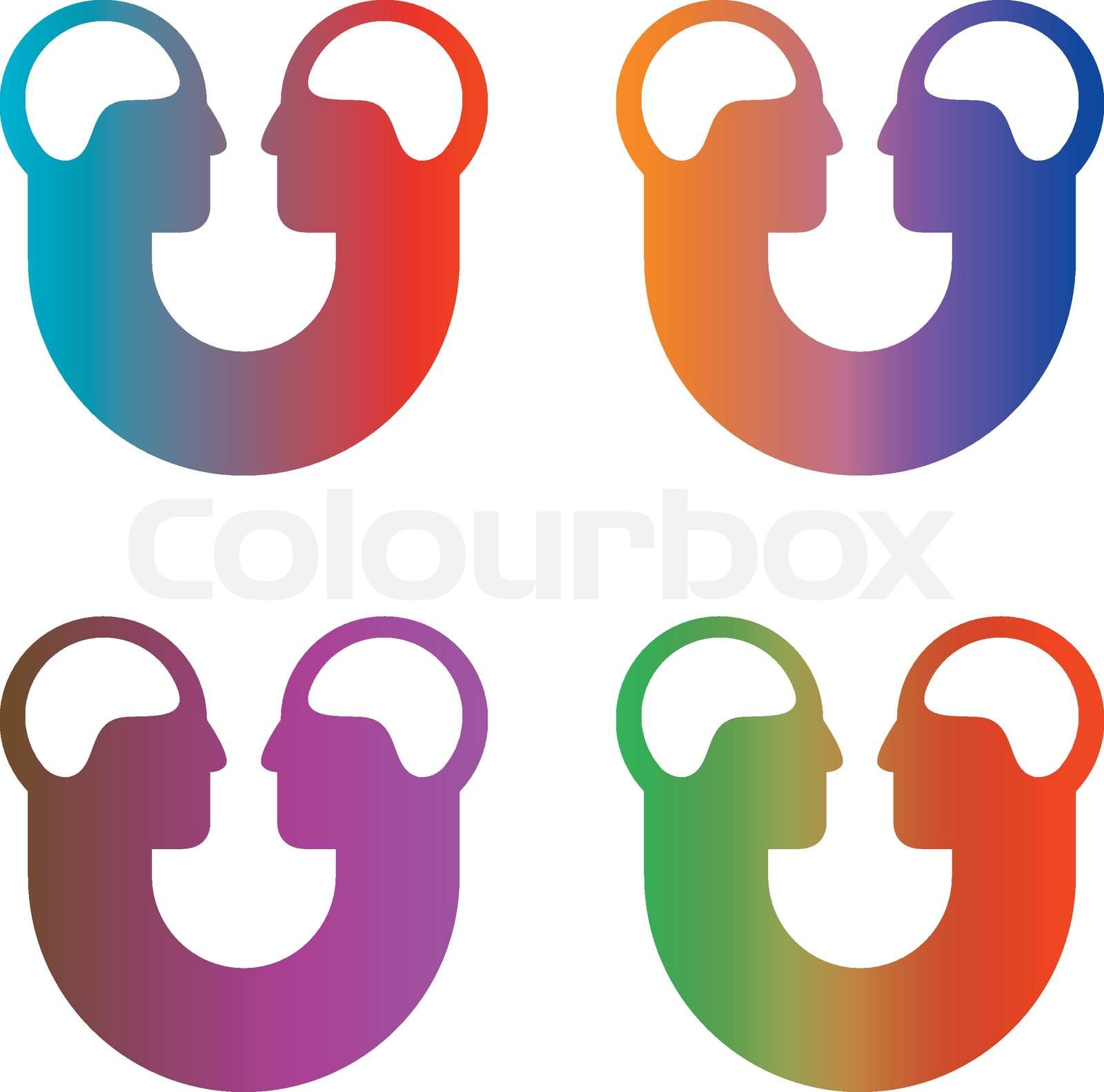 icon of two human heads with brains isolated on white | Stock vector ...