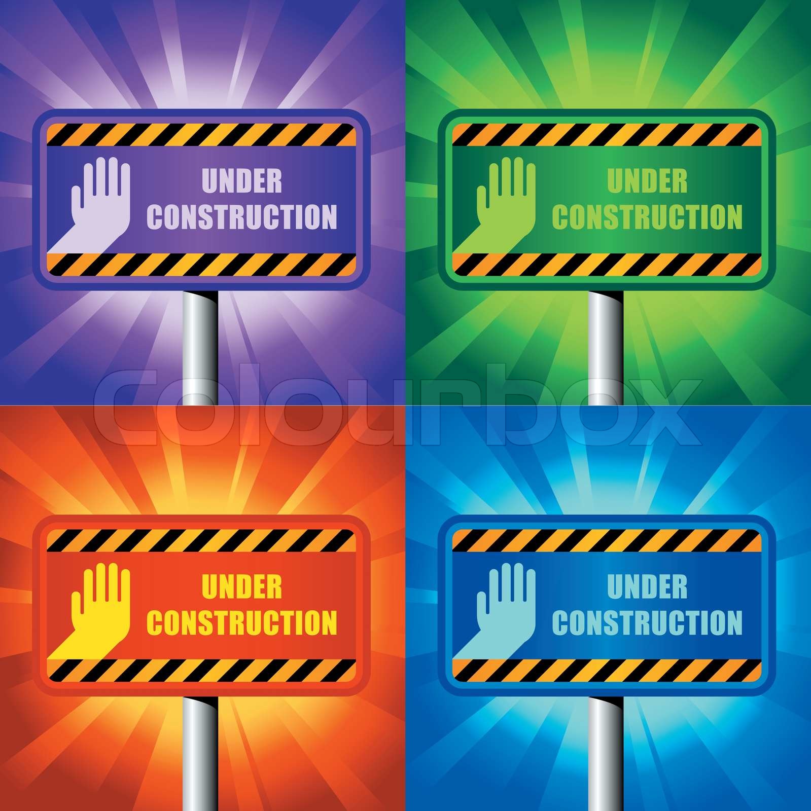 color under construction signs on shining backgrounds | Stock vector ...