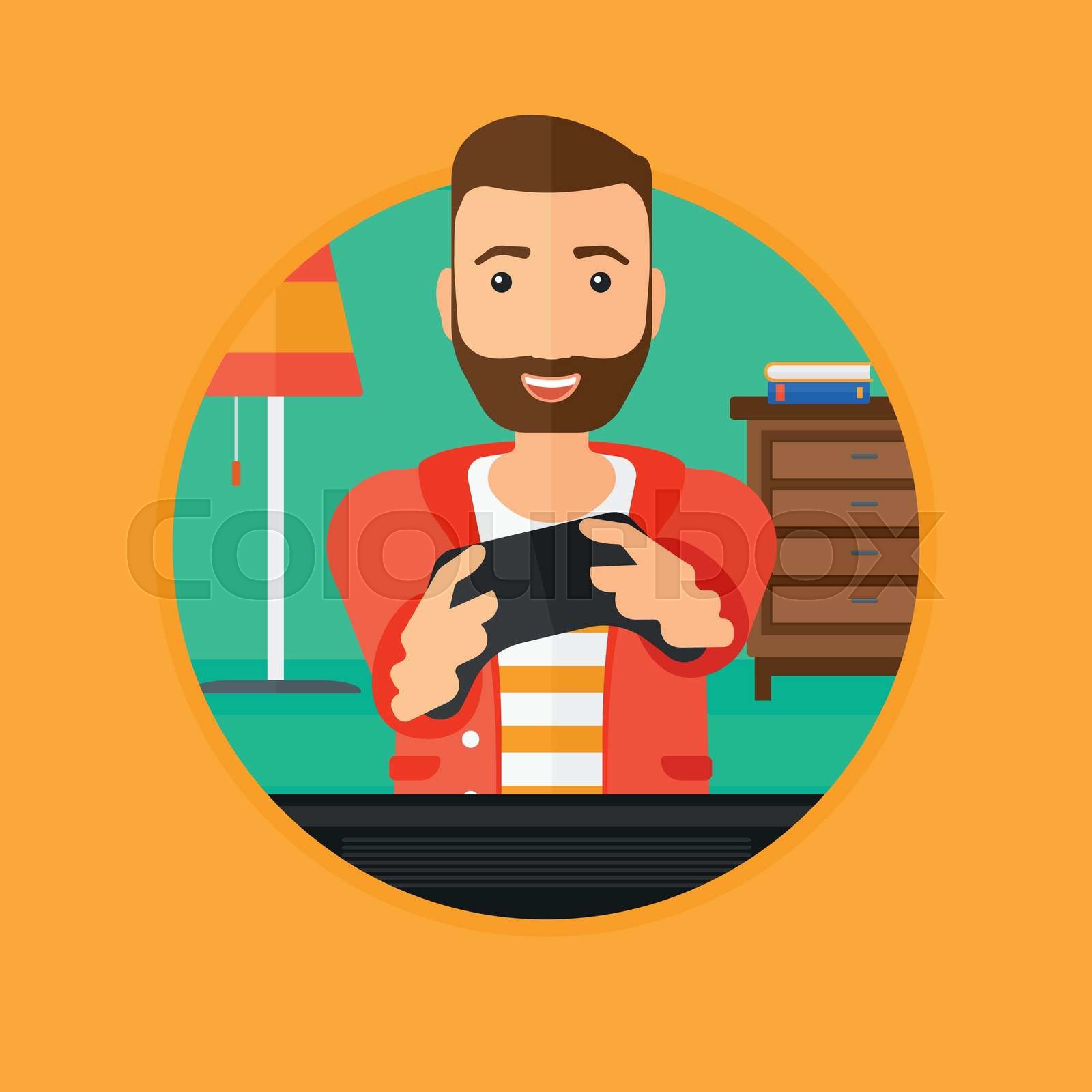 Man playing video game. | Stock vector | Colourbox
