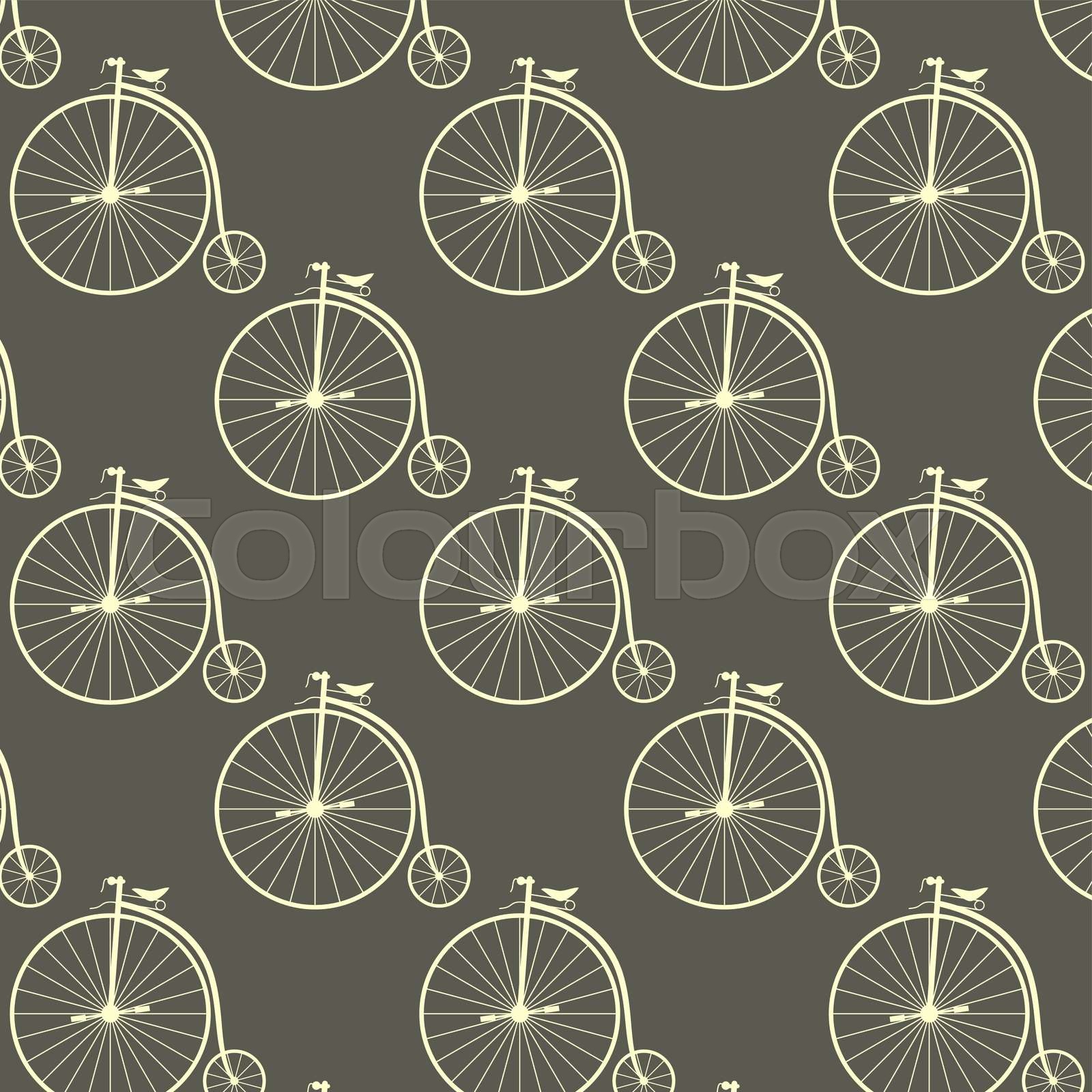 Vintage high wheeler seamless pattern | Stock vector | Colourbox