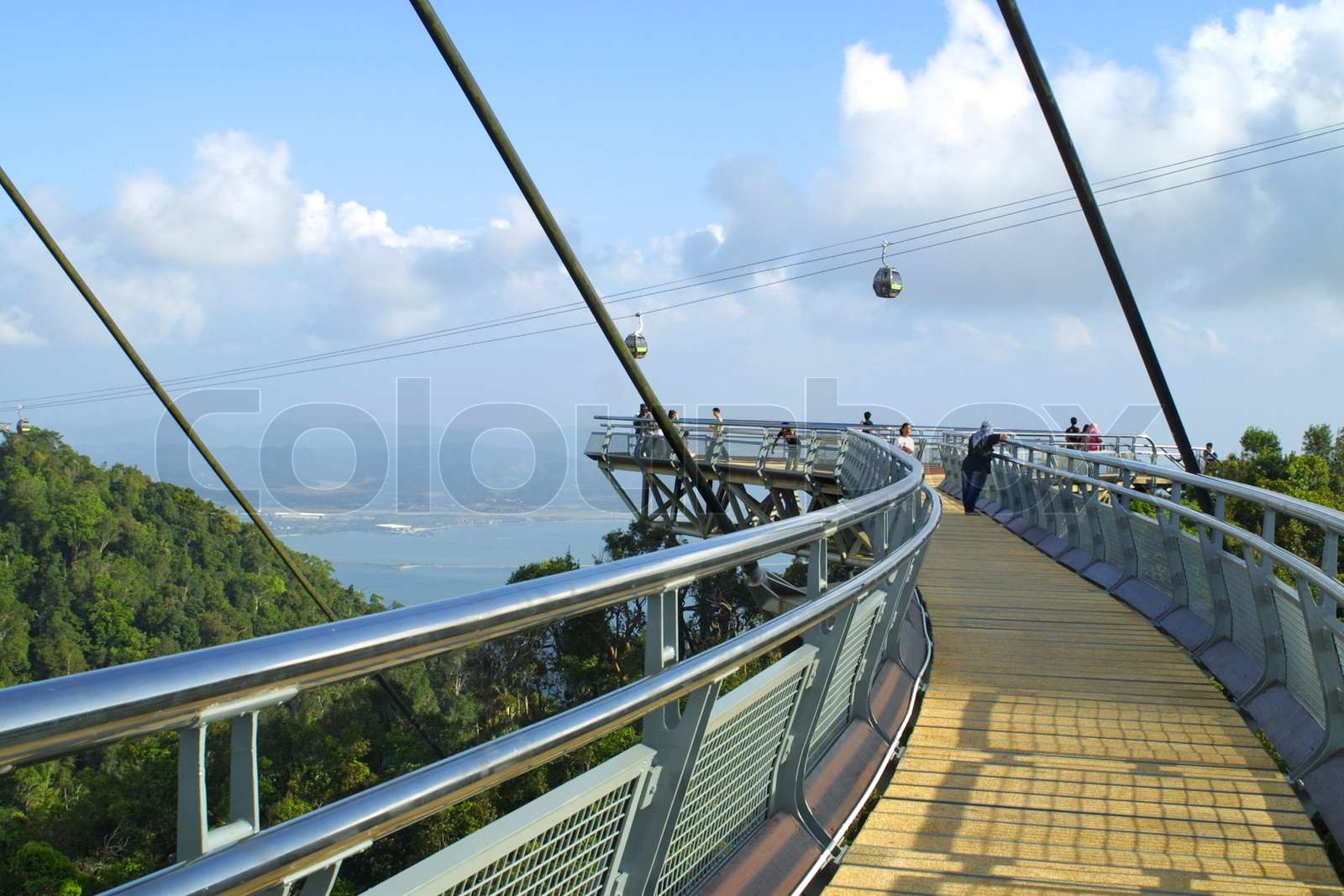 Famous curved suspension bridge for pedestrians on Gunung (Mount) Mat ...