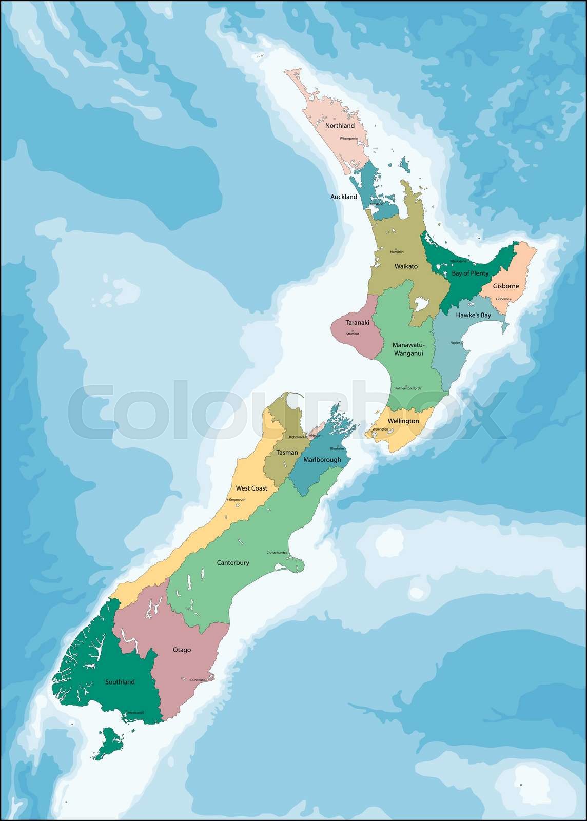 New Zealand map | Stock vector | Colourbox