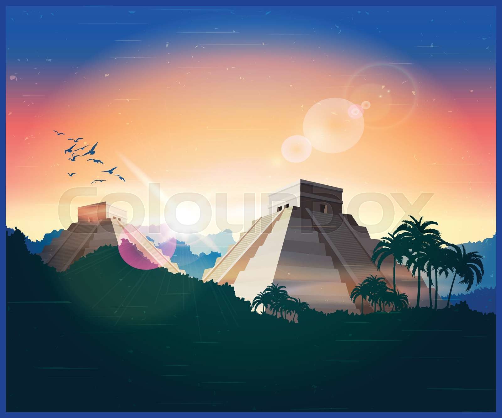 ancient Mayan pyramids | Stock vector | Colourbox
