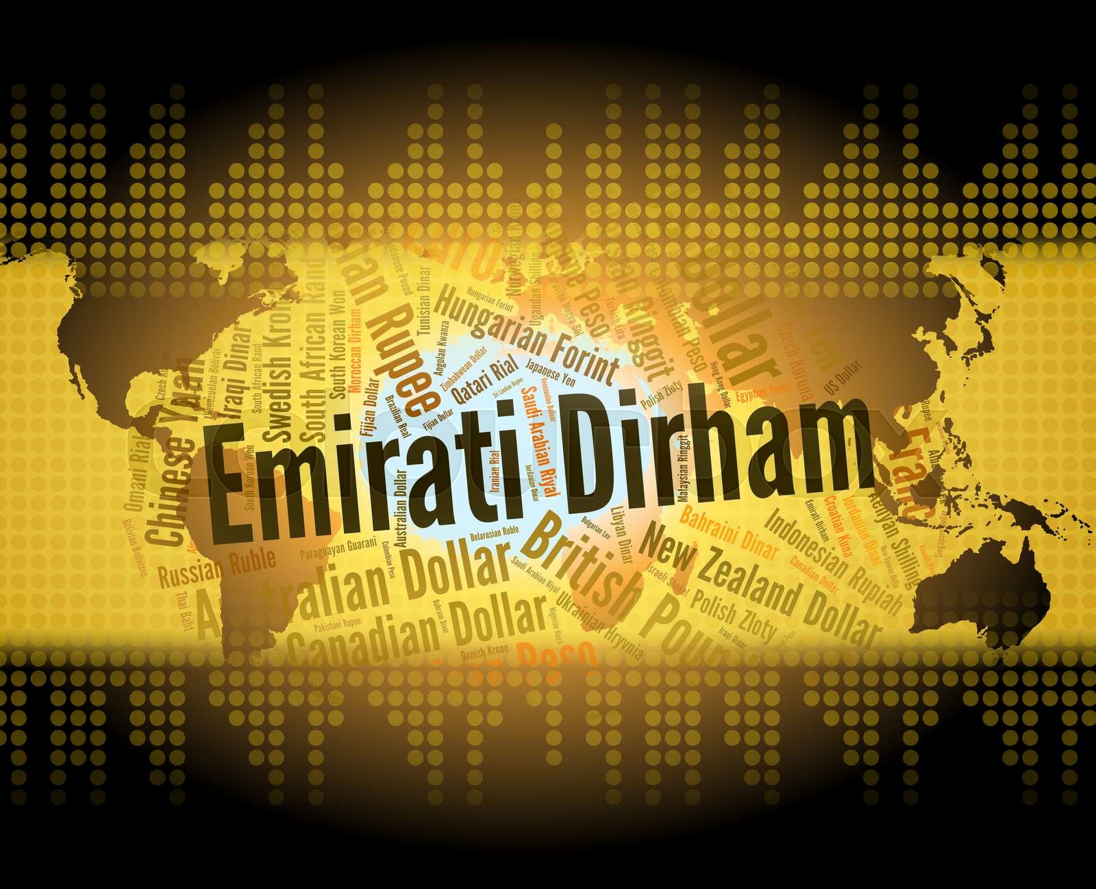 Emirati Dirham Means United Arab Emirates And Banknote | Stock image ...