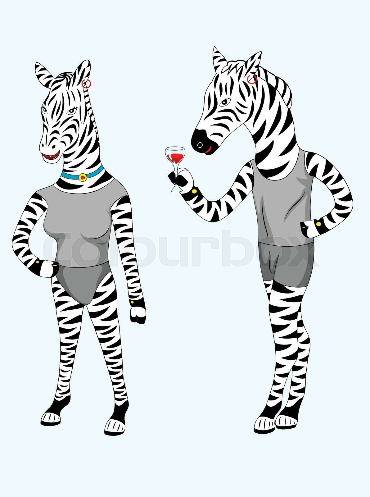 Couple zebra cartoon | Stock vector | Colourbox