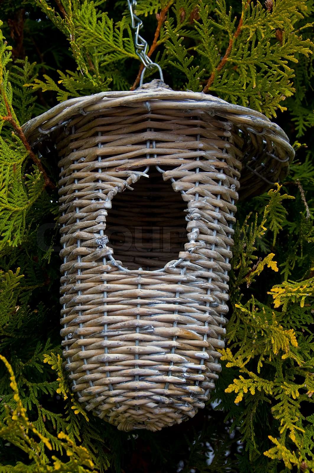 A modern birds house made of wicker | Stock image | Colourbox