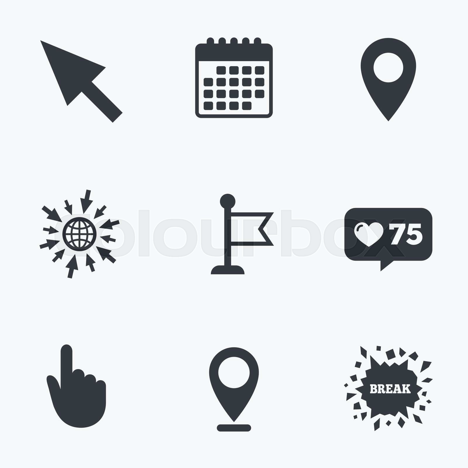 Mouse cursor icon. Hand or Flag pointer symbols. | Stock vector | Colourbox