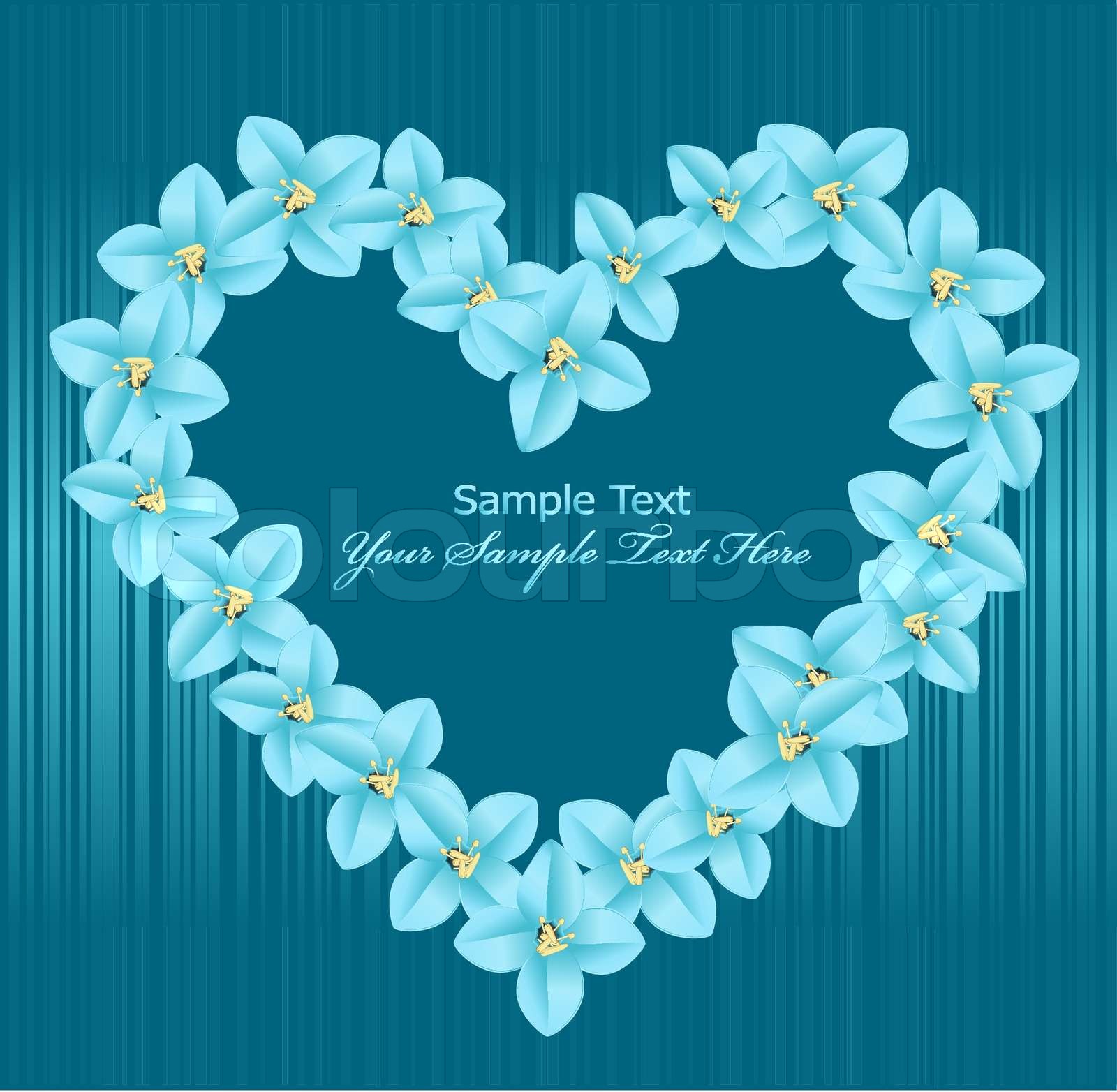 vector heart consisting of blue flowers | Stock vector | Colourbox