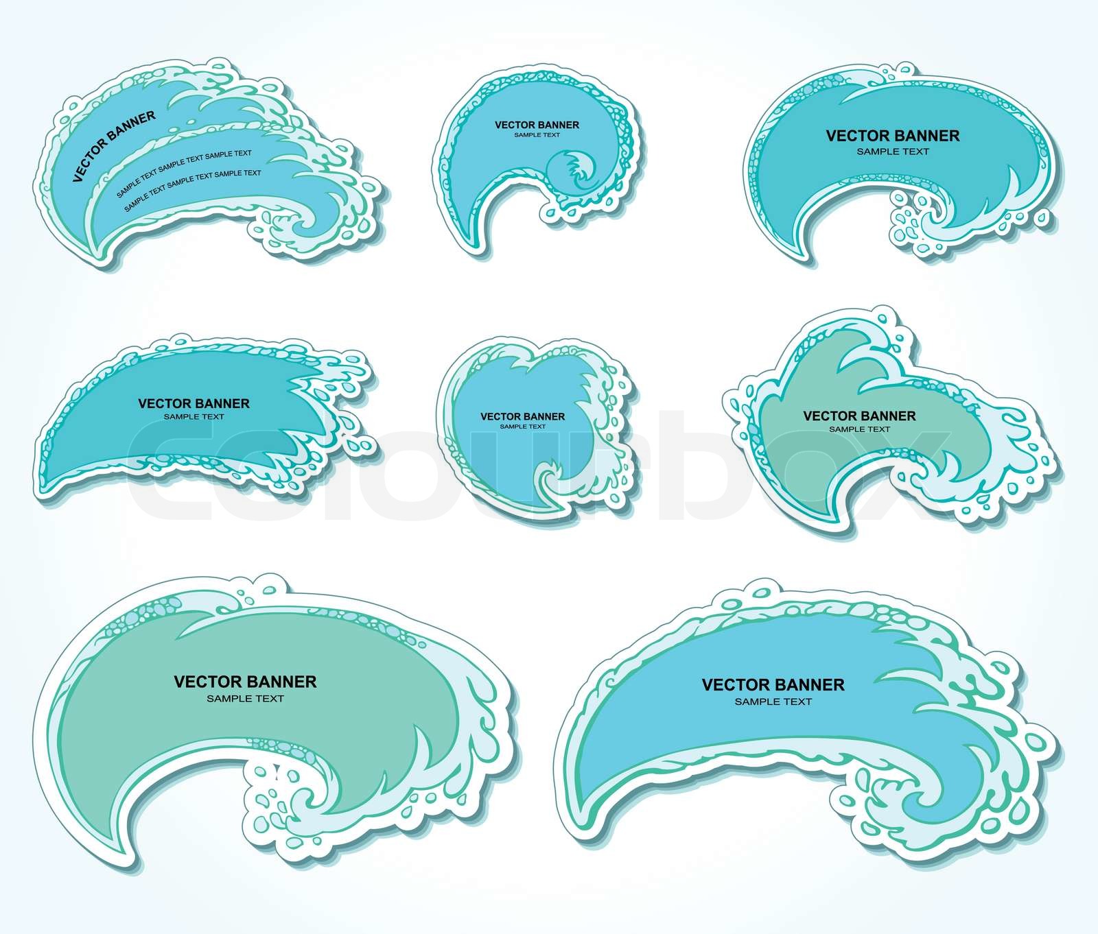 Set of hand-drawn wave bubbles for decoration and design (stickers ...