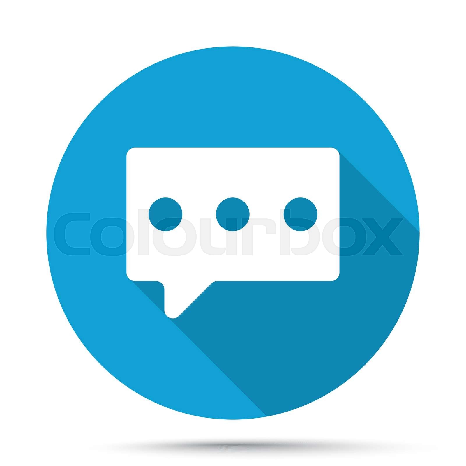 White Message icon on blue button isolated on white | Stock vector ...