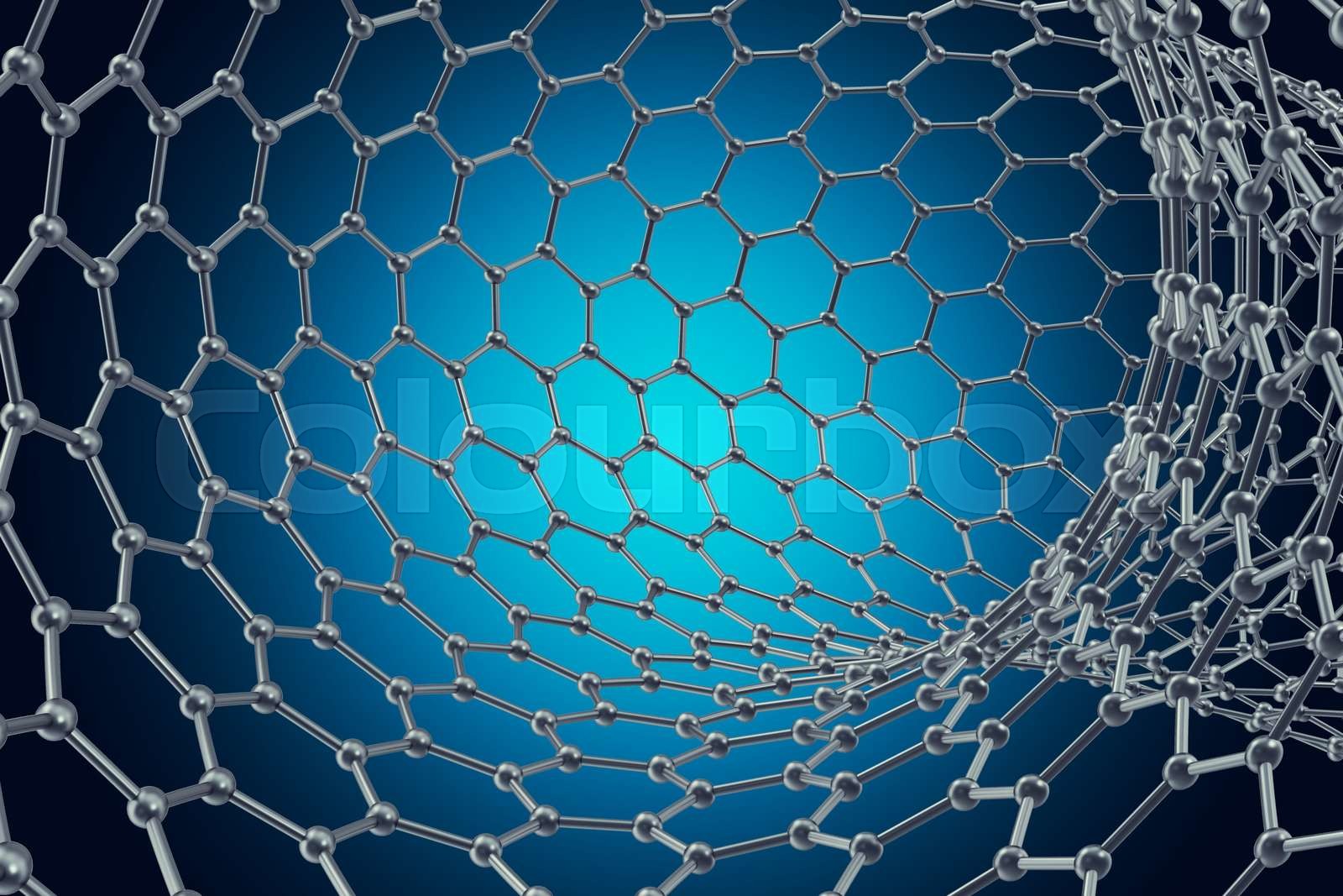 The structure of the graphene tube of nanotechnology. 3d illustration ...