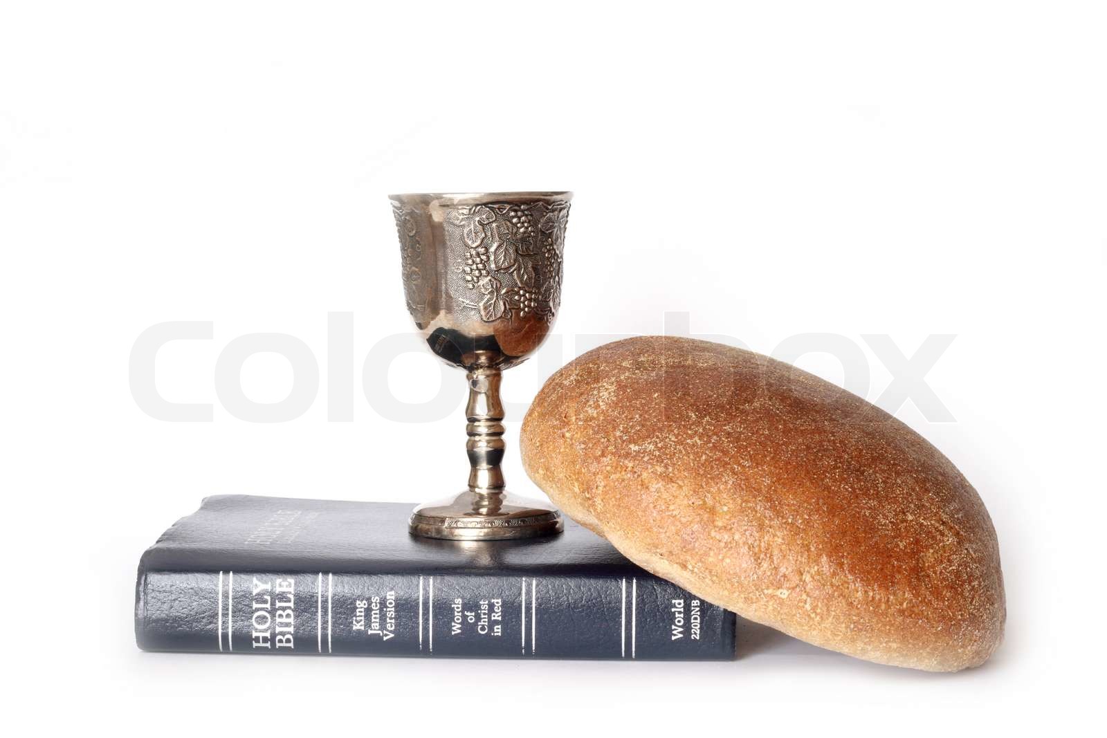 Wine and bread for holy communion | Stock image | Colourbox