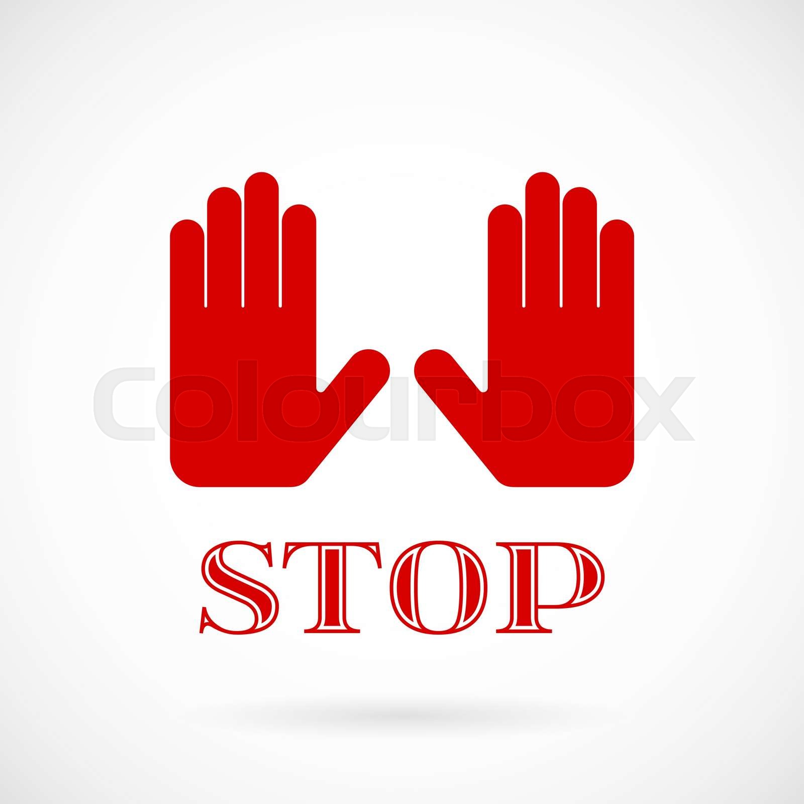 Vector illustration of stop hands signal sign | Stock vector | Colourbox