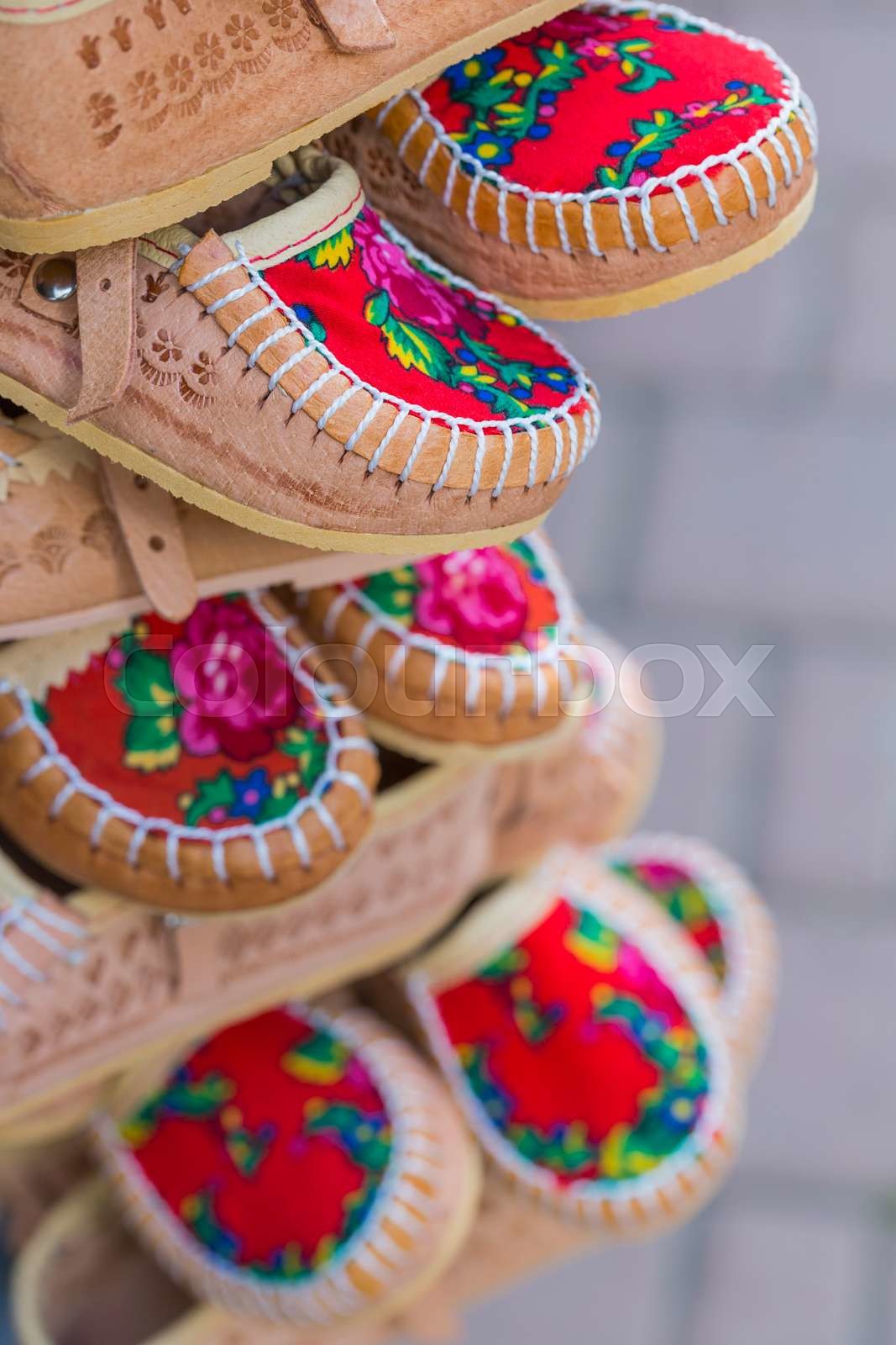 Traditional polish leather mountain boots for children called 'kierpce ...