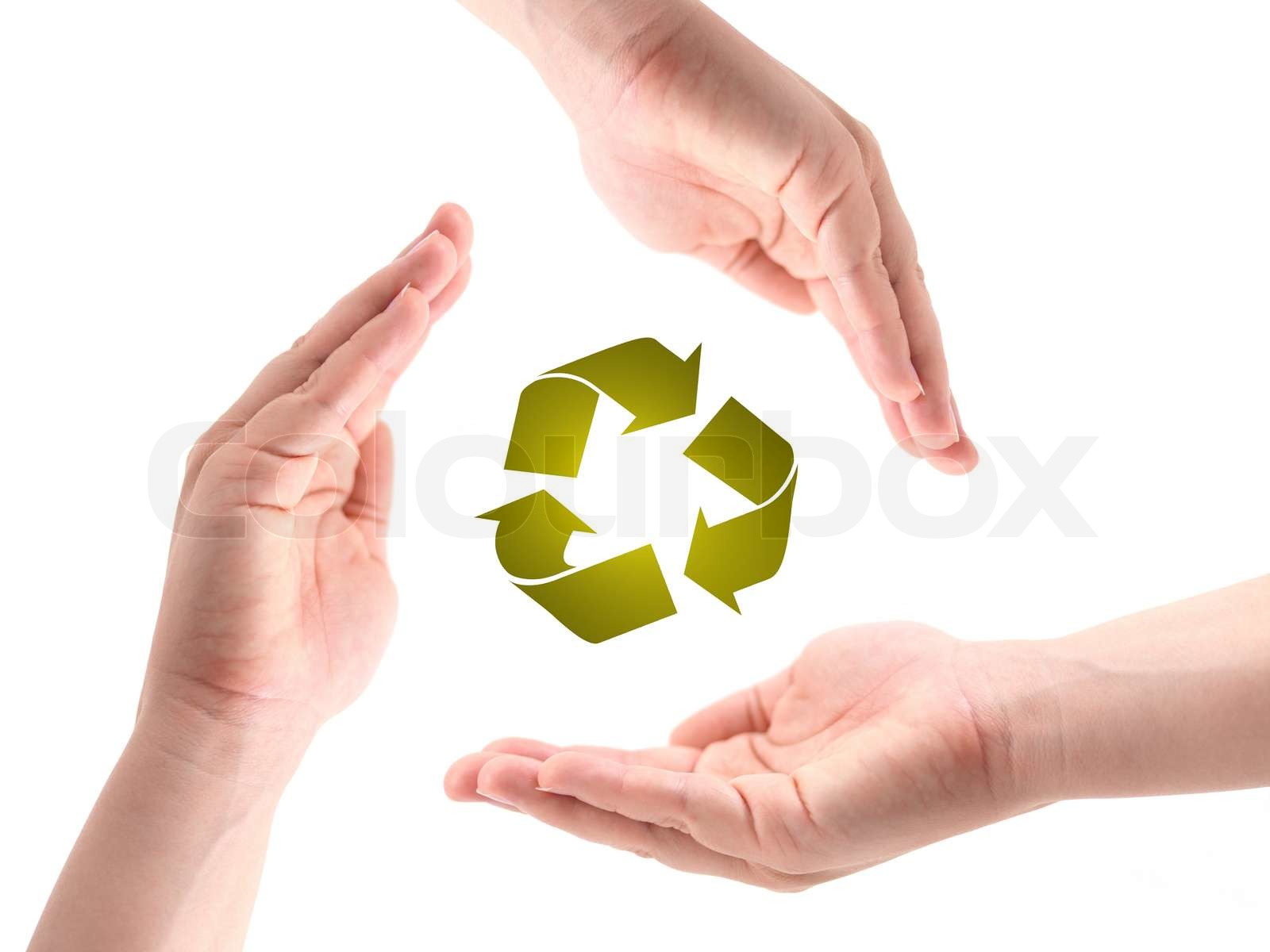 Female hands and a recycle symbol | Stock image | Colourbox