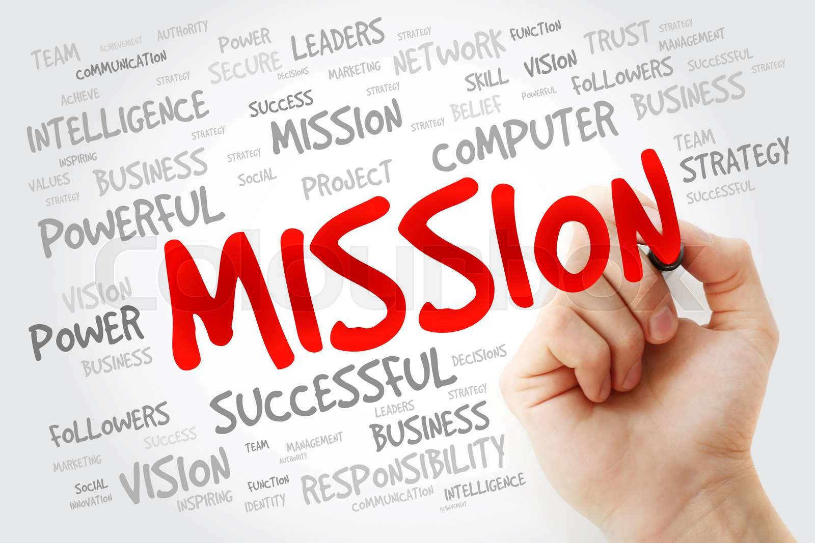 Hand writing MISSION with marker | Stock image | Colourbox