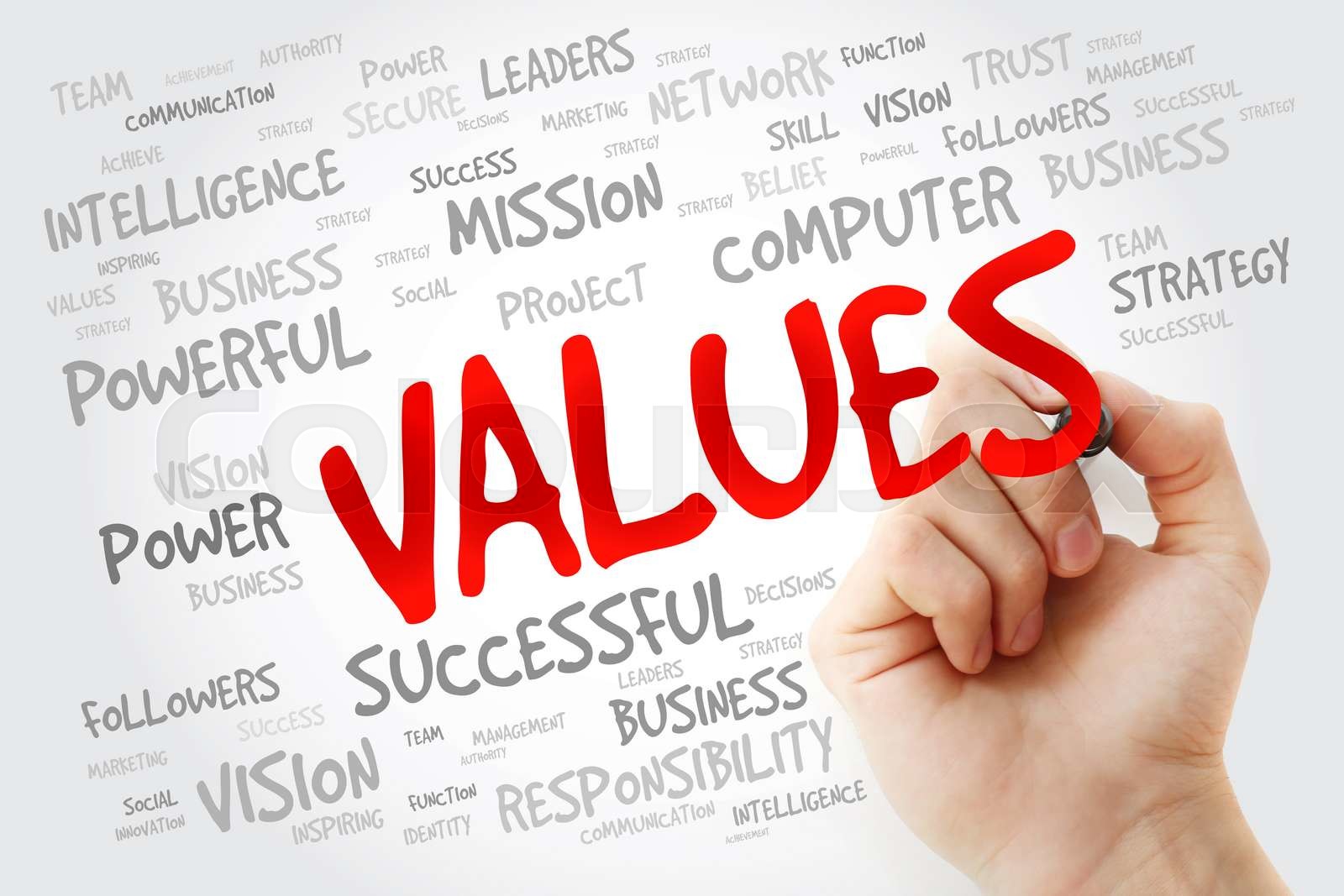 Hand writing VALUES with marker | Stock image | Colourbox