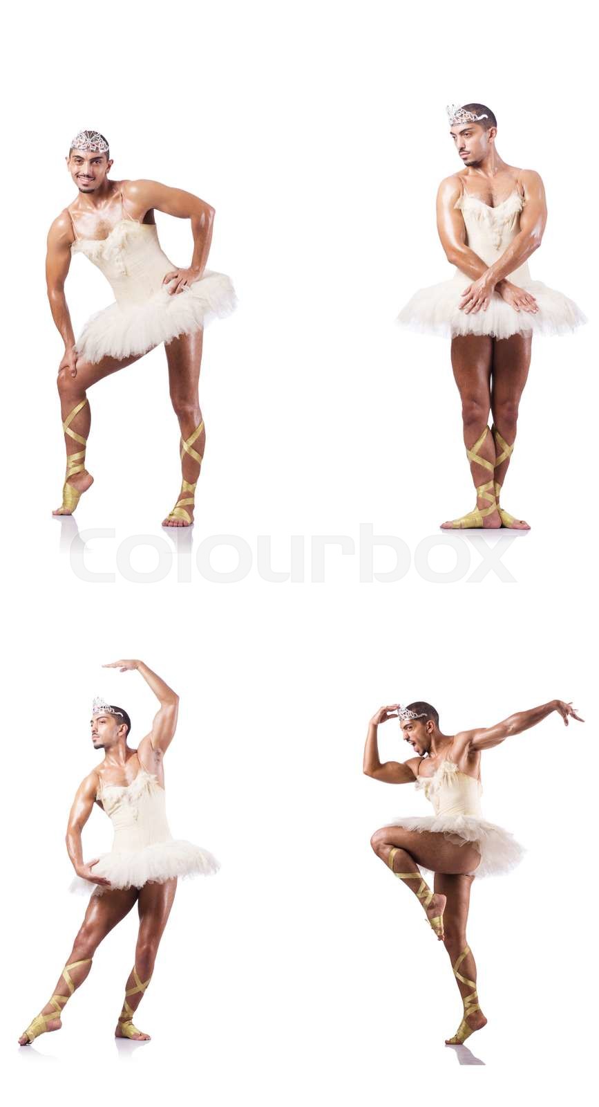 Man in ballet tutu isolated on white | Stock image | Colourbox