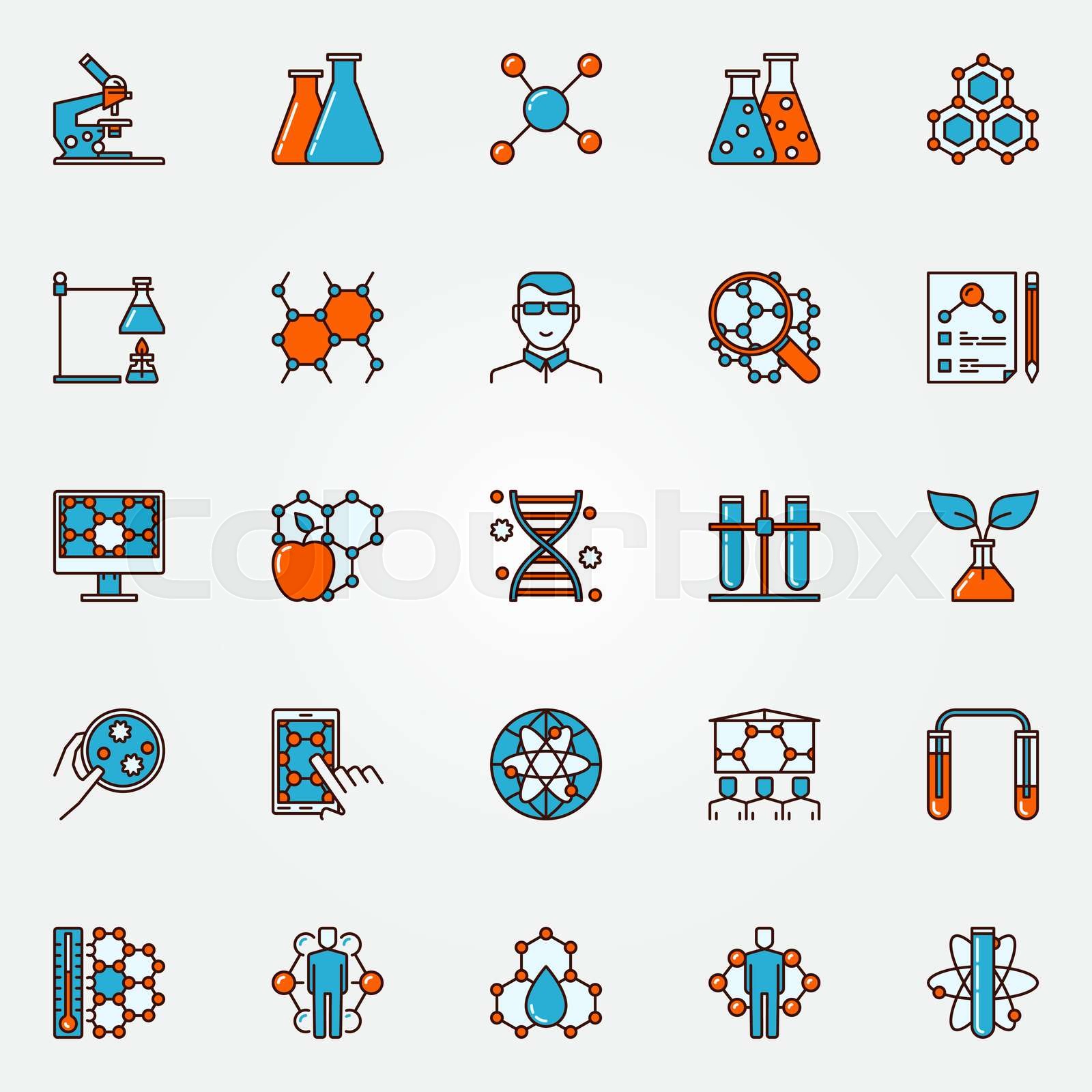Chemistry and biotechnology icons | Stock vector | Colourbox