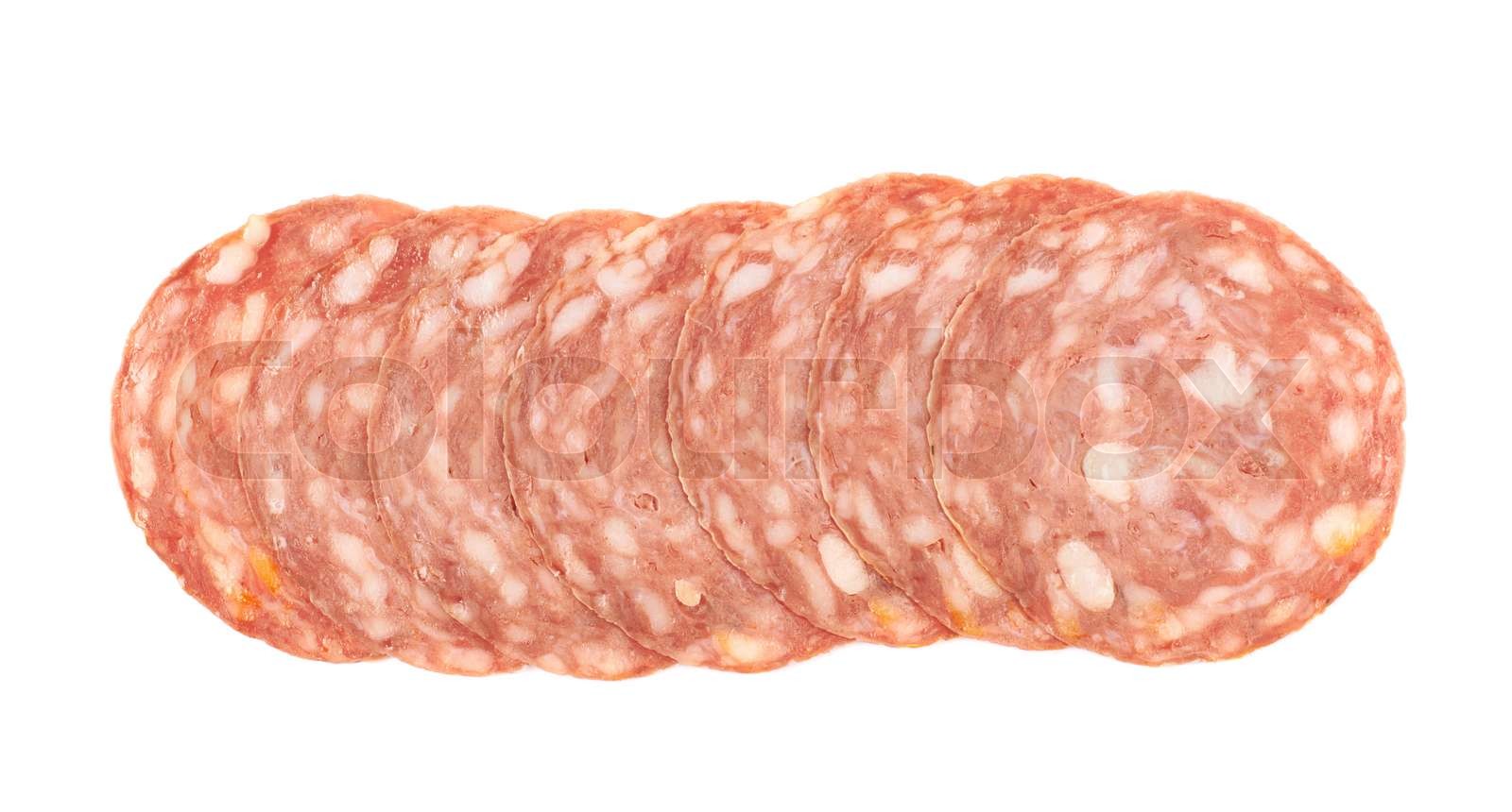 Italian sausage salame napoli isolated | Stock image | Colourbox