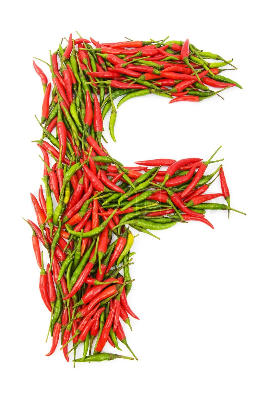 Alphabet with green and red peppers - letter | Stock image | Colourbox