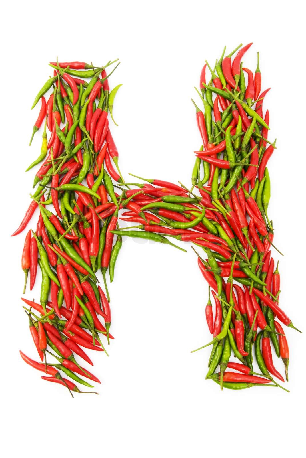 Alphabet with green and red peppers - letter | Stock image | Colourbox