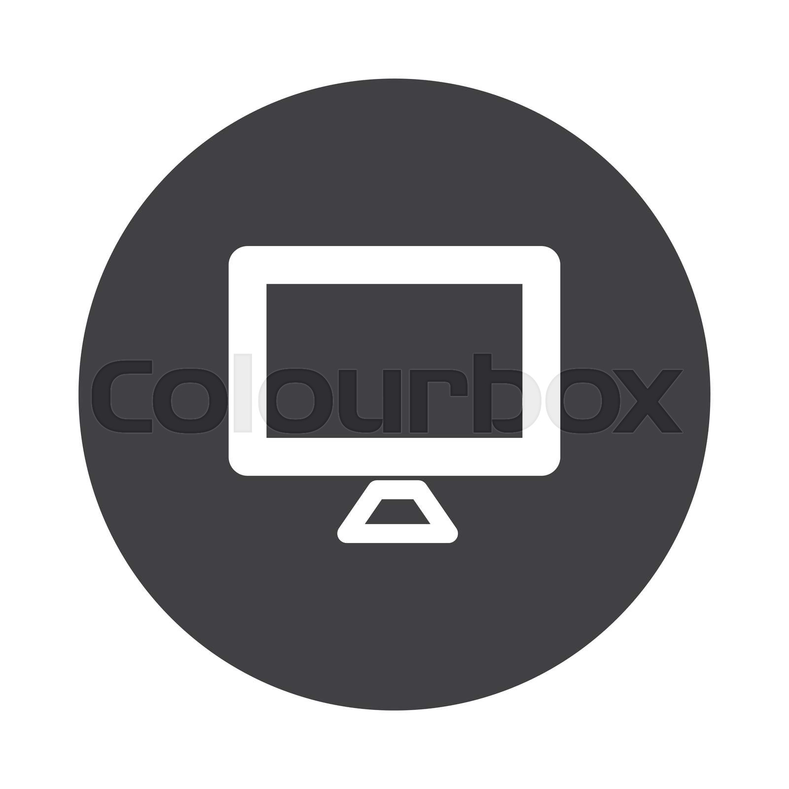 White Computer Screen icon on black button isolated on white | Stock ...