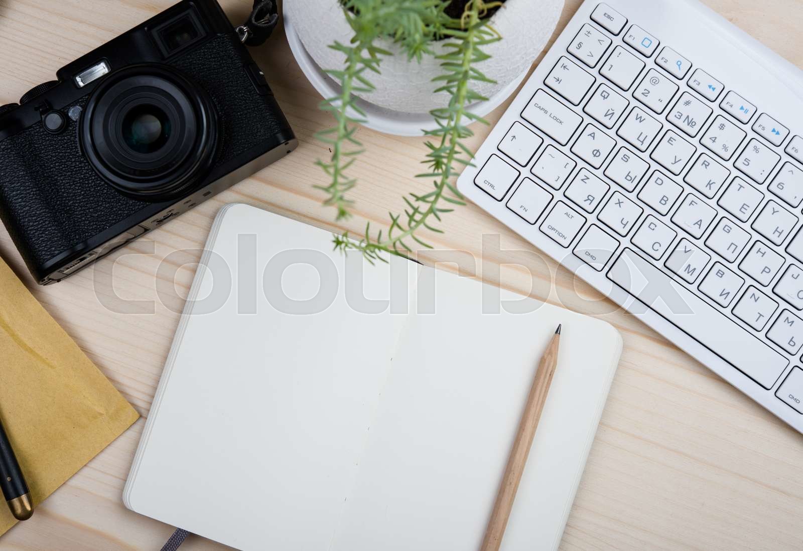 Photographers bloggers workplace tabletop, styled hipster's work ...