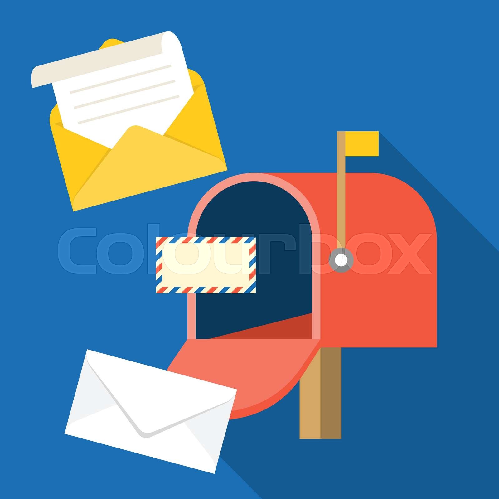 open mail box with envelope and message, in box icon, open mail and ...