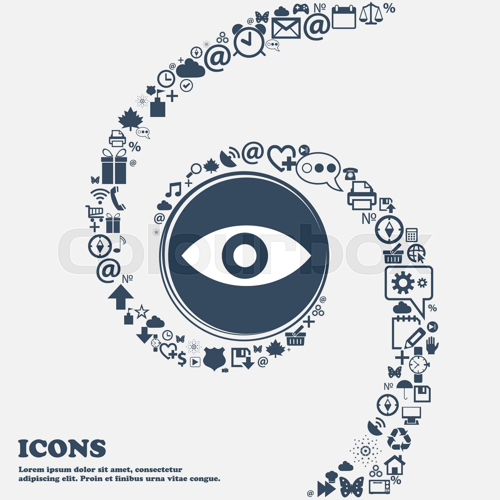 Eye, Publish content, sixth sense, intuition icon sign in the center ...