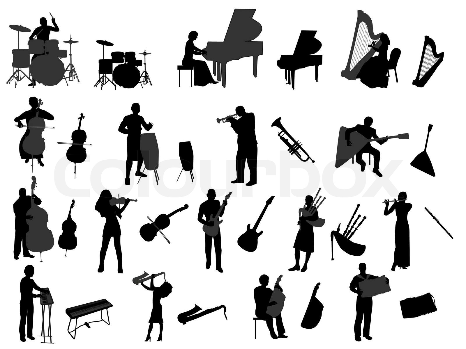Musiker und Musikinstrumente | Stock-Vektor | Colourbox