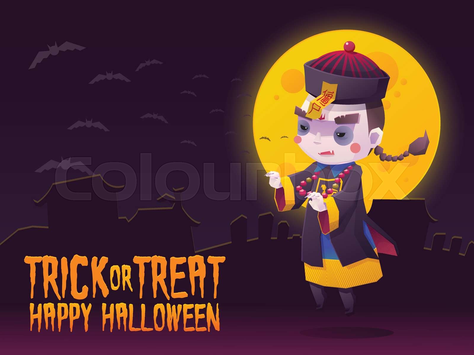 Chinese Hopping Vampire Ghost for Halloween Card | Stock vector | Colourbox