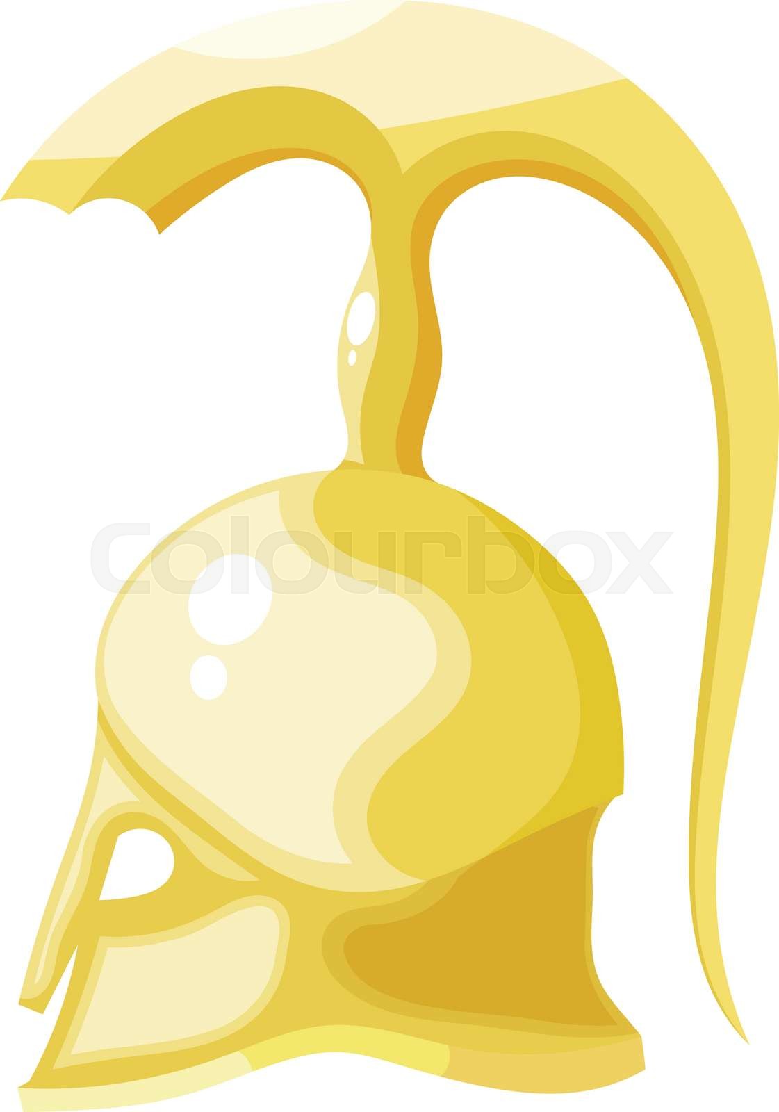 Vector illustration of the ancient Greek bronze helmet with a gold ...