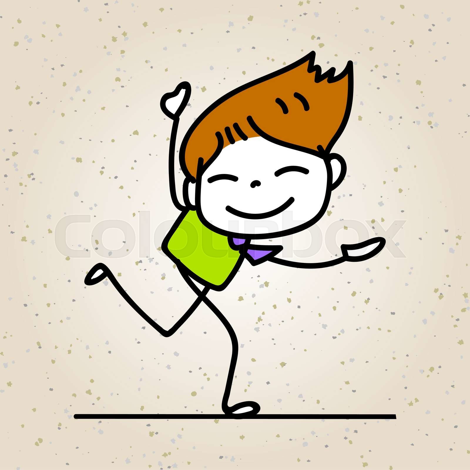 hand drawing cartoon happy people, businessman smile with joy ...