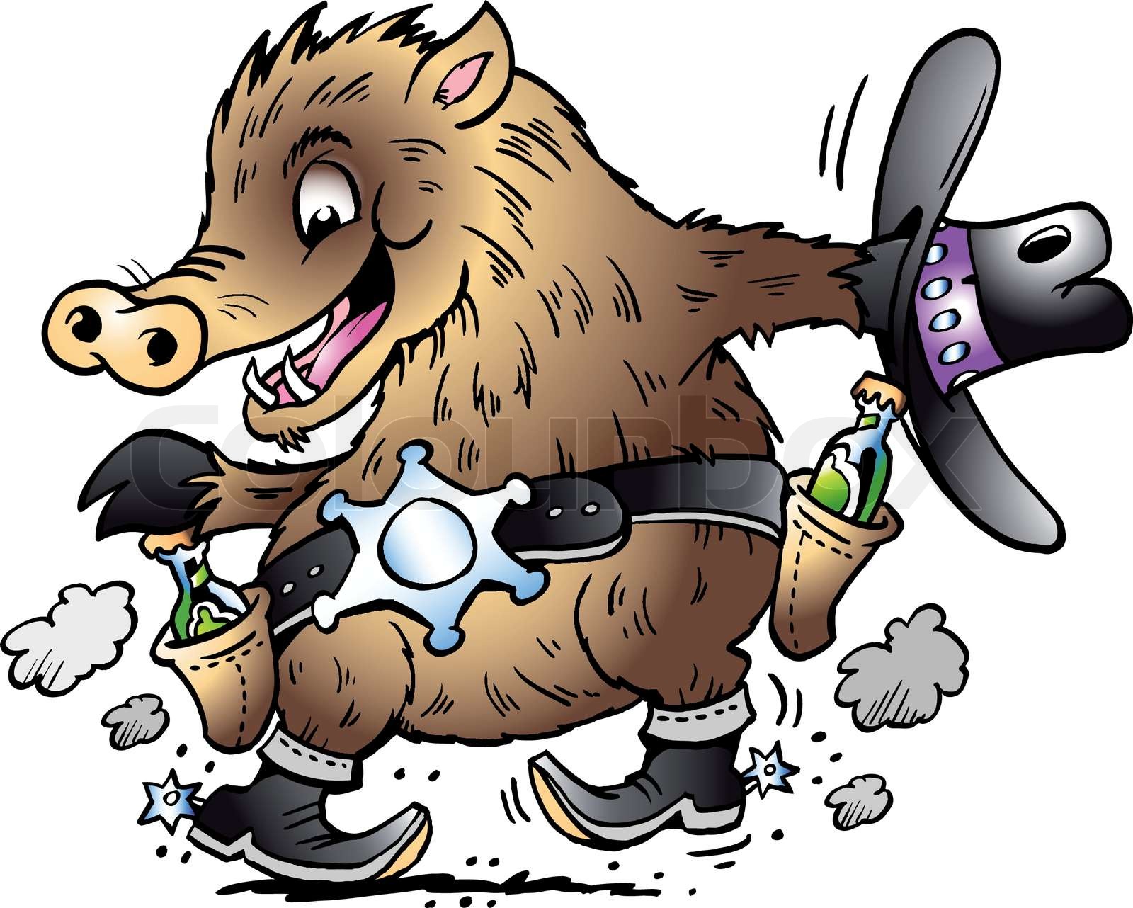 Hand-drawn Vector illustration of an Dancing Javelina Boar | Stock ...