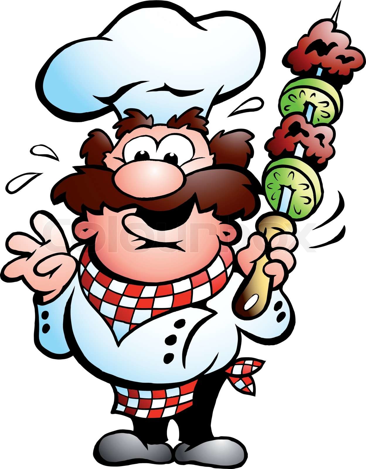 Hand-drawn Vector illustration of an Chef with a kebab skewer | Stock ...