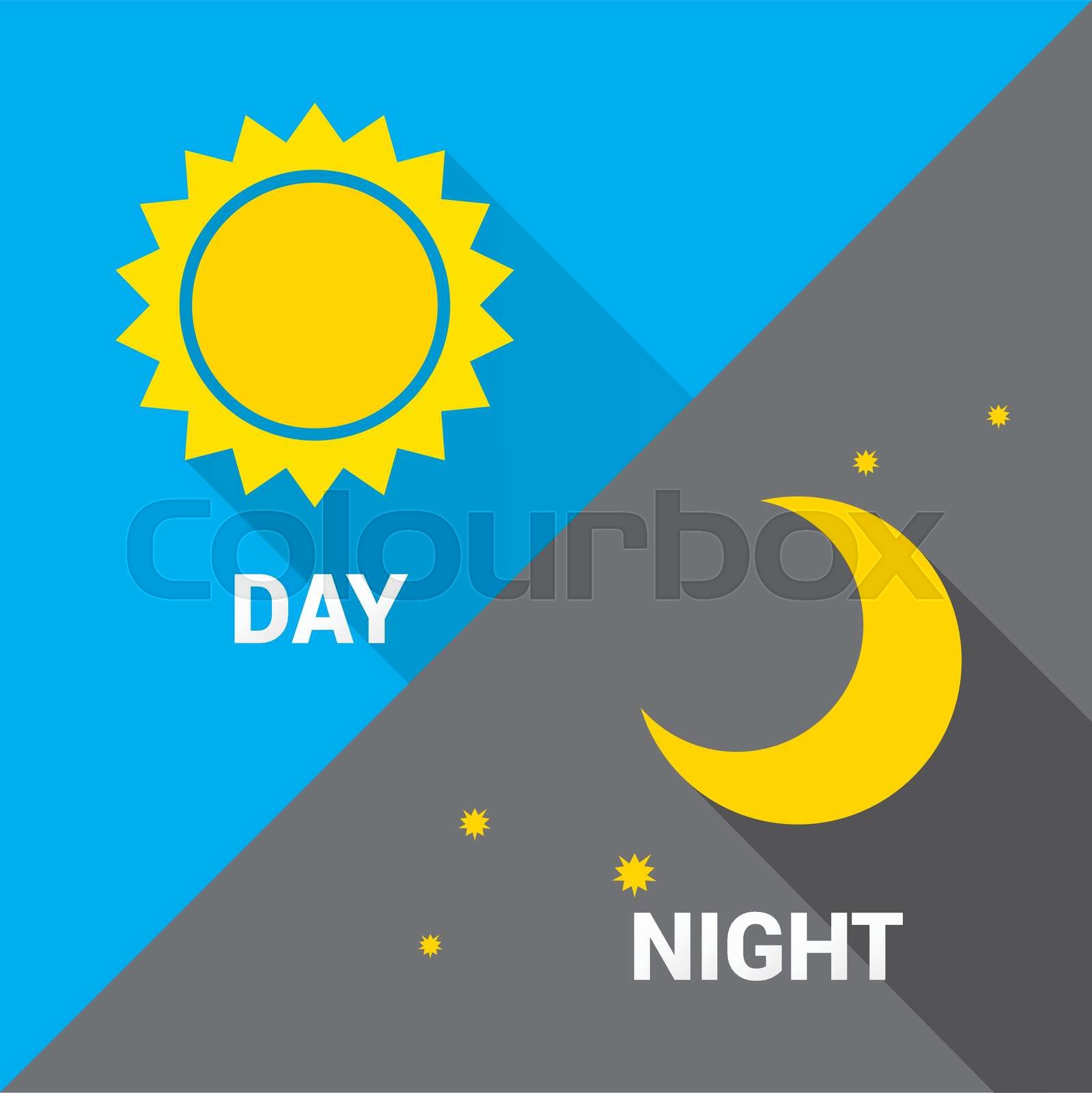 Sun and moon in sky, day and night. Vector | Stock vector | Colourbox