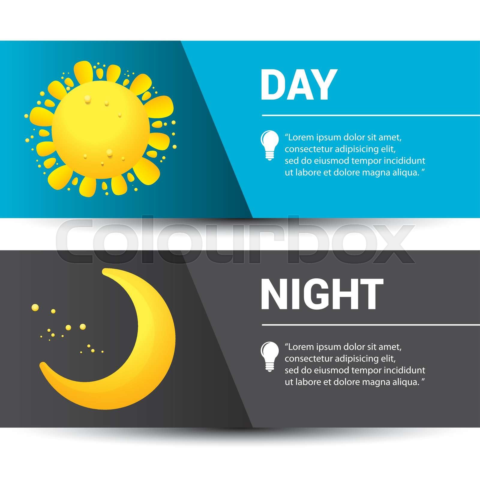 Sun and moon in sky, day and night. Vector | Stock vector | Colourbox