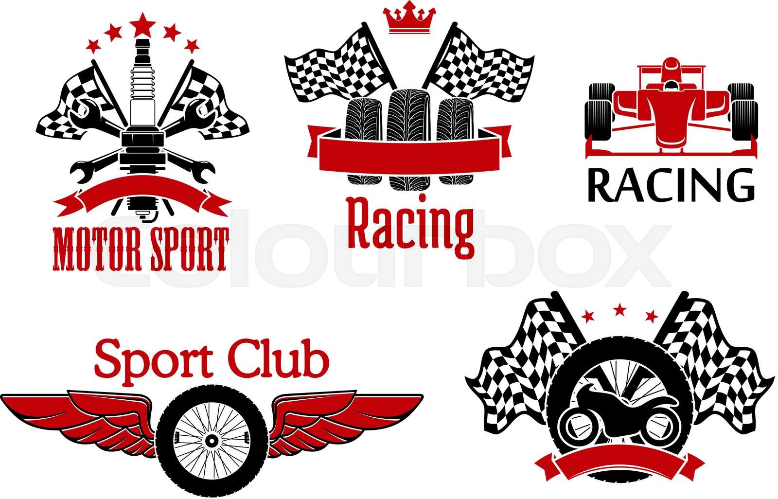 Motorsport symbols for auto racing design | Stock vector | Colourbox