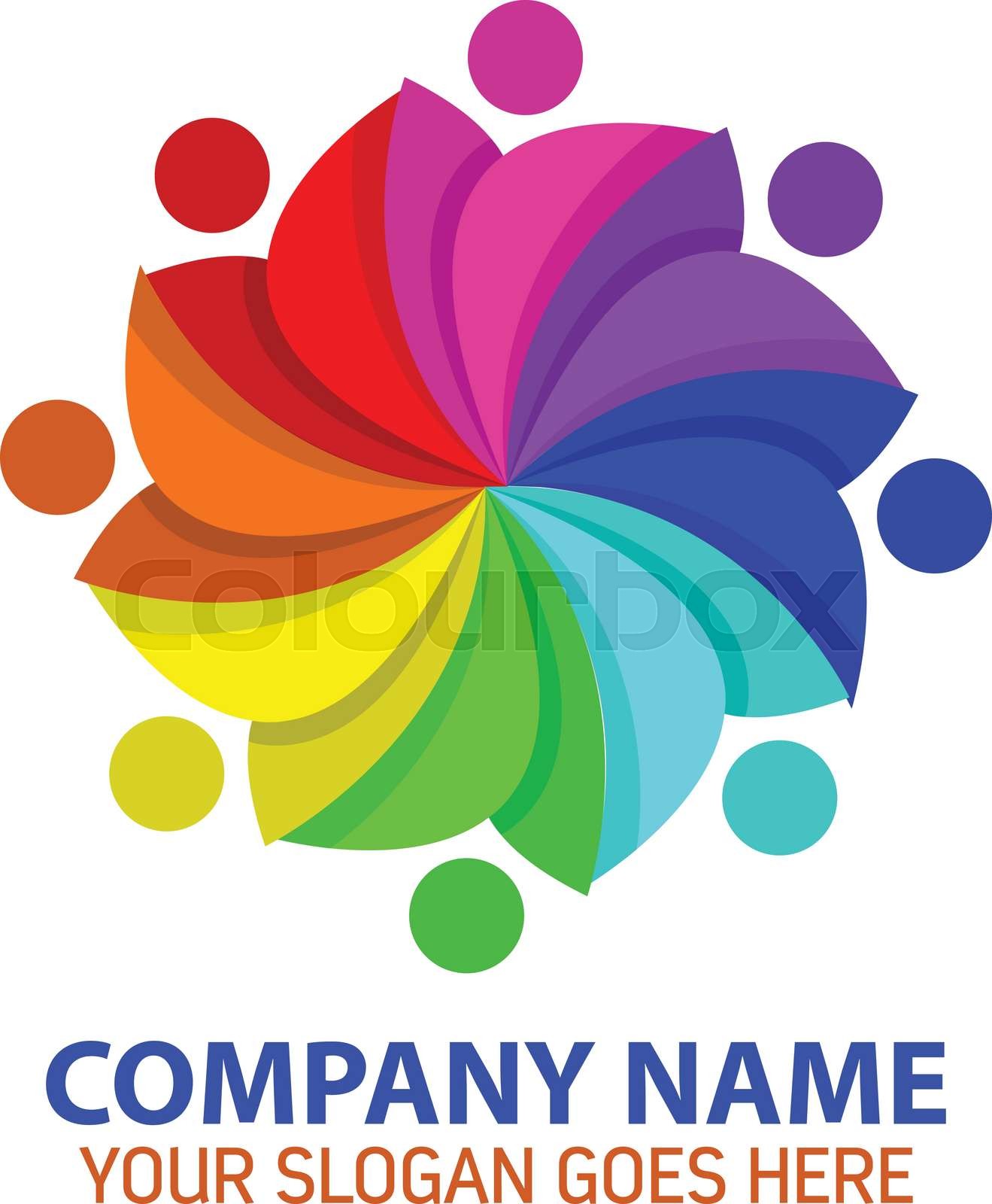 Colorful People Rotation Logo Icon Graphic | Stock vector | Colourbox