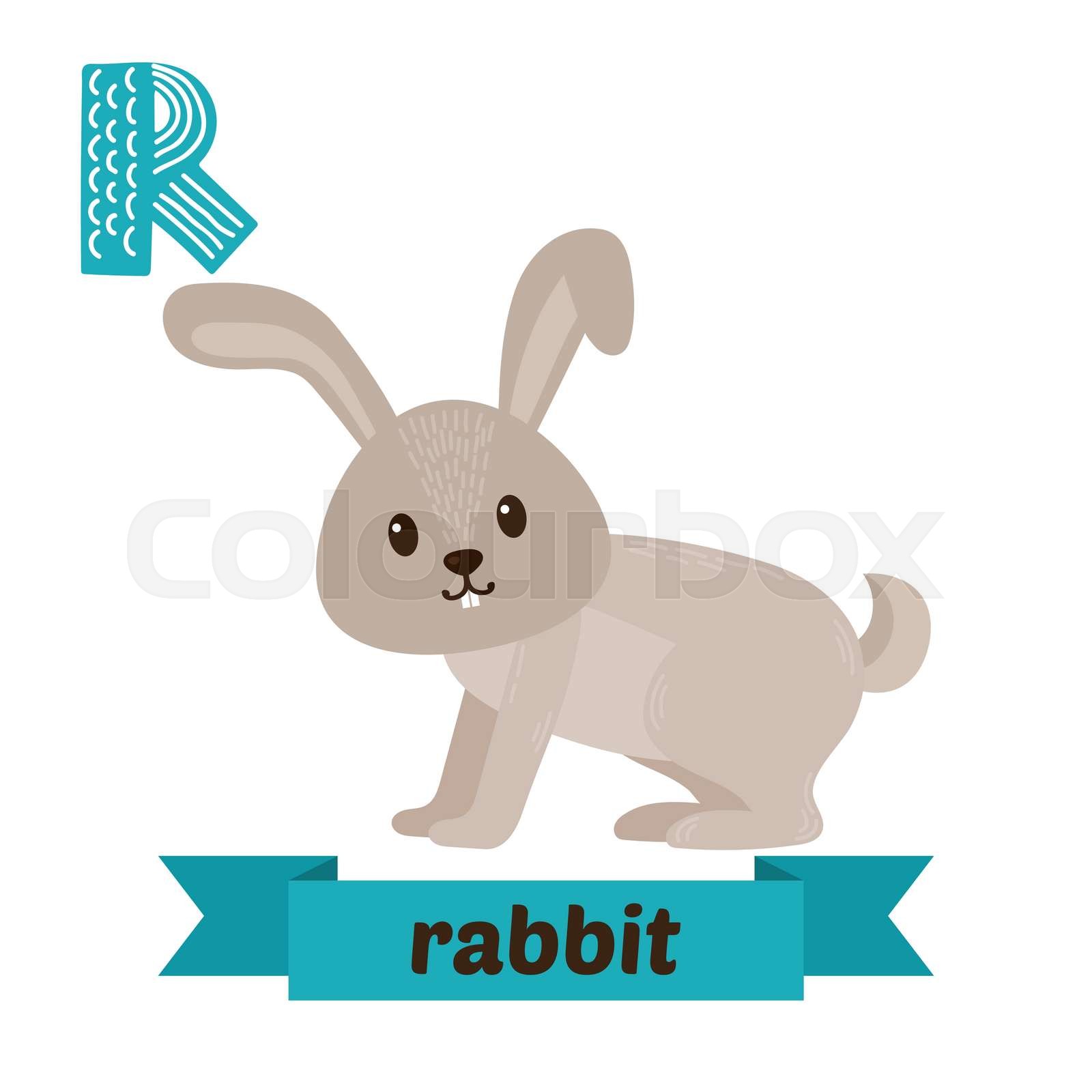 Rabbit. R letter. Cute children animal alphabet in vector. Funny ...