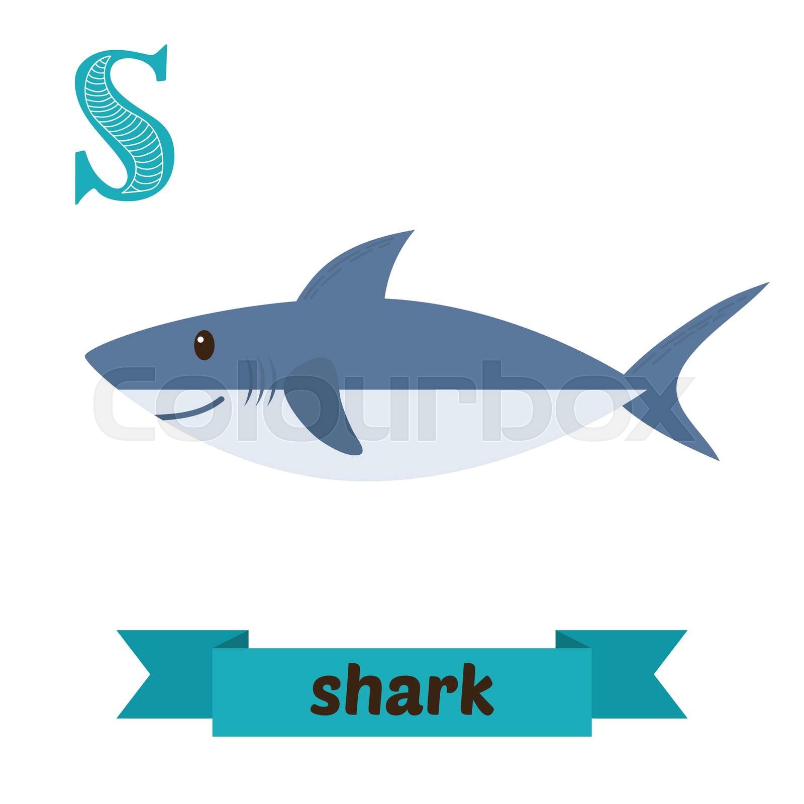 Shark. S letter. Cute children animal alphabet in vector. Funny cartoon ...